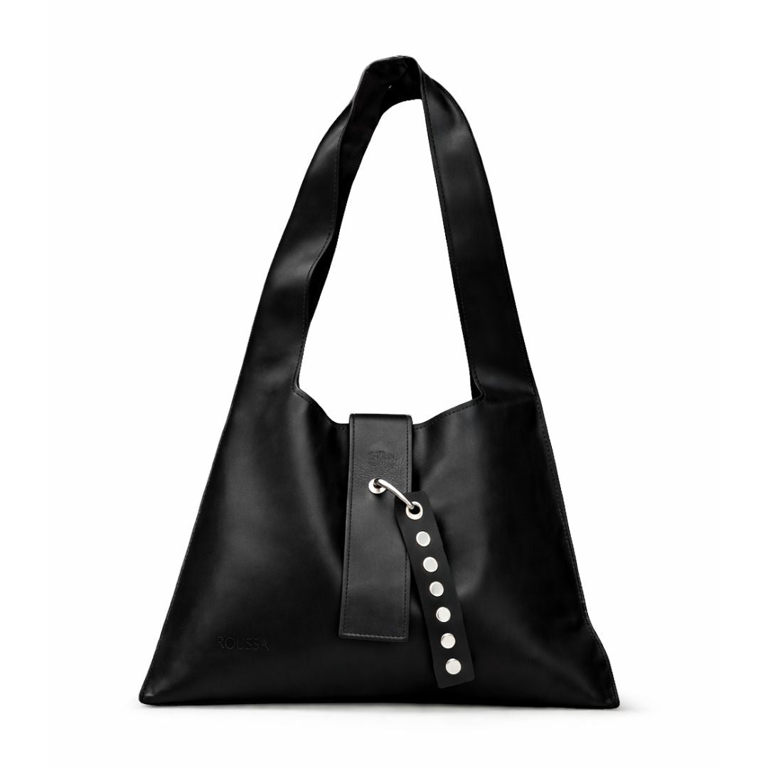 Bolso Negro Mujer de Cuero Aitana - Hecho en Chile – Roussa